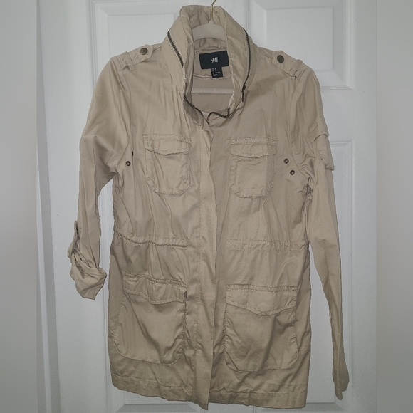 H&M | Jackets & Coats | Light Beige Military Field Jacket With Relaxed ...